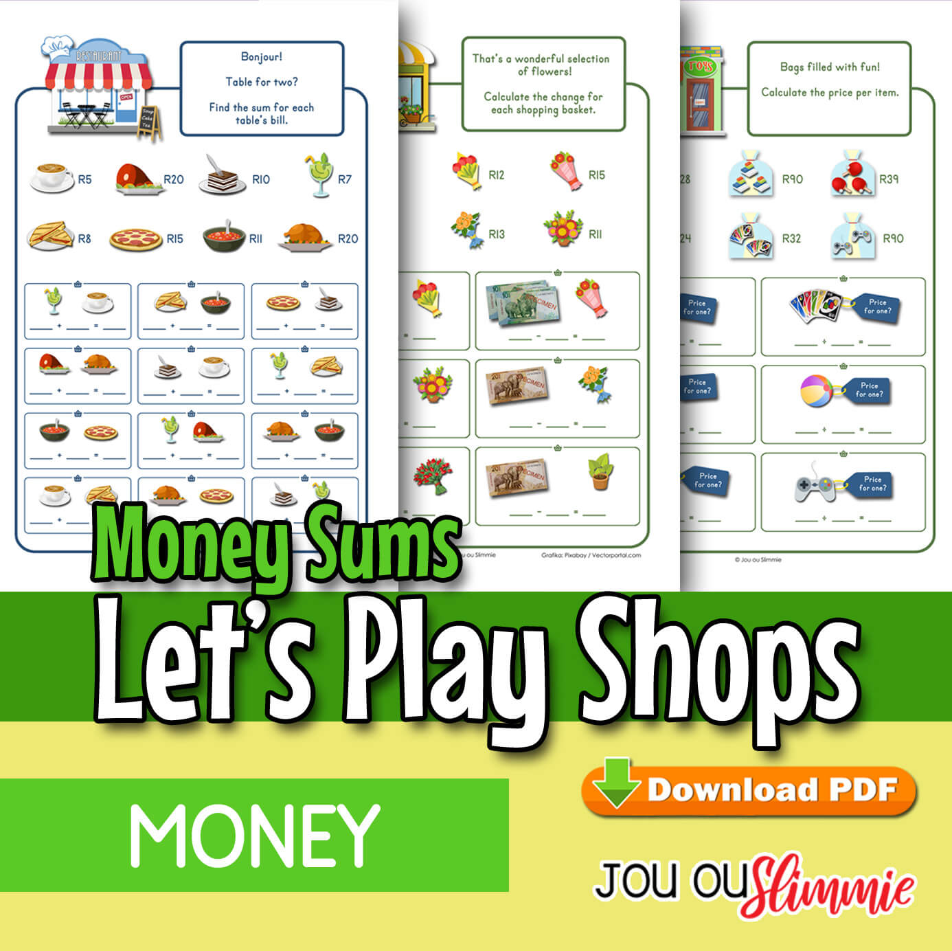 Let's Play Shops Money Sums | SA Money - Jou Ou Slimmie
