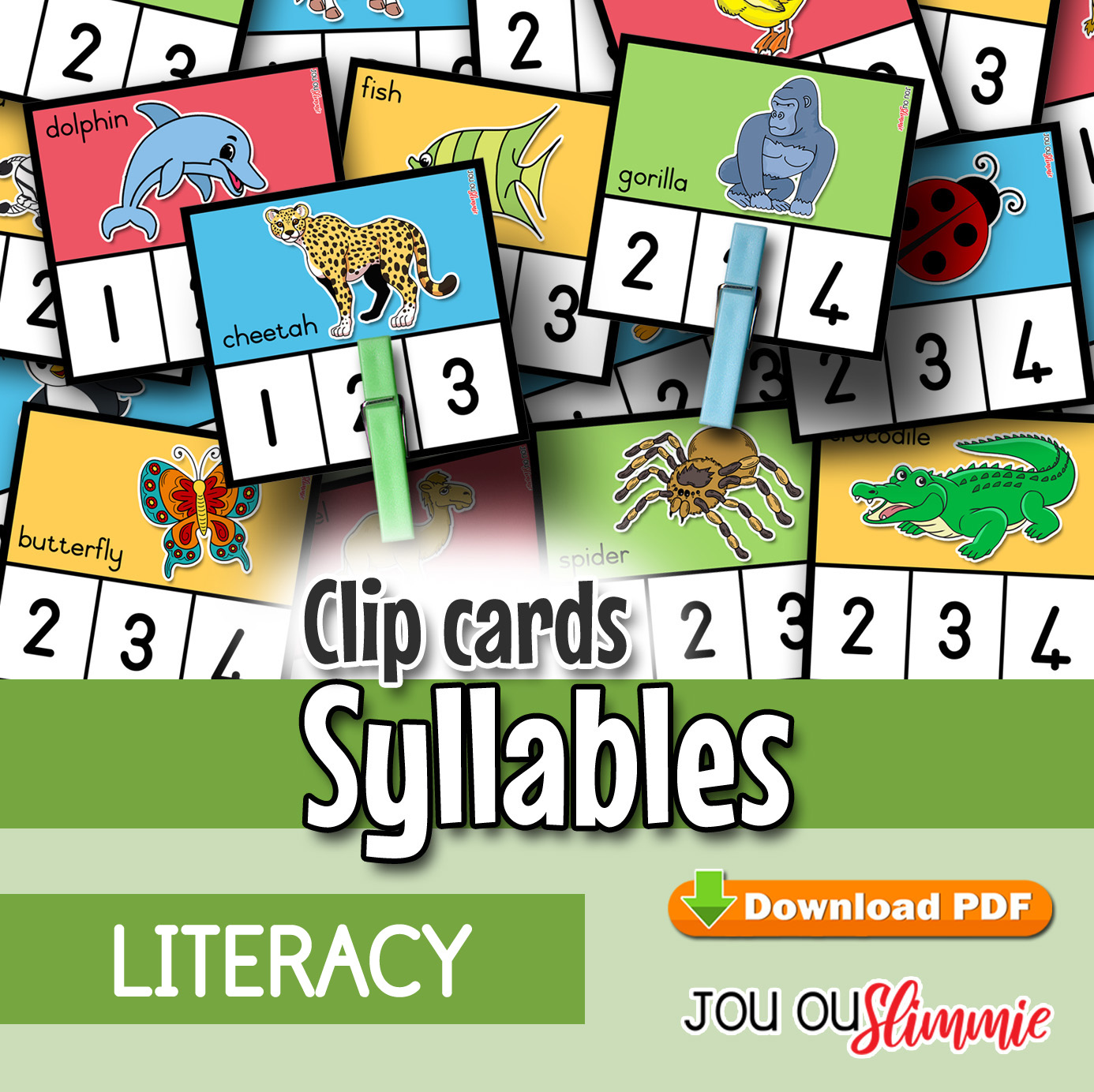 Syllables | Clip Cards - Jou Ou Slimmie