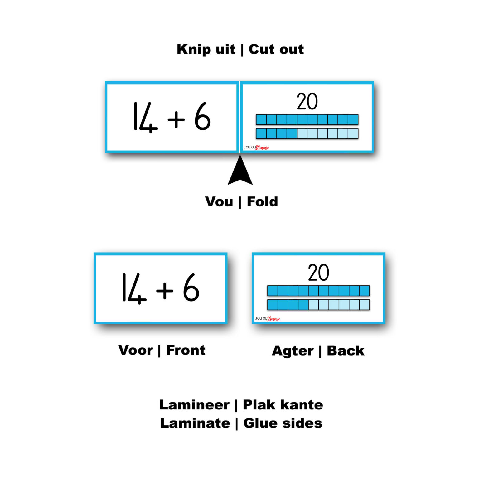 Add and Subtract Number Bonds-Flashcards | Self-correcting - Jou Ou Slimmie