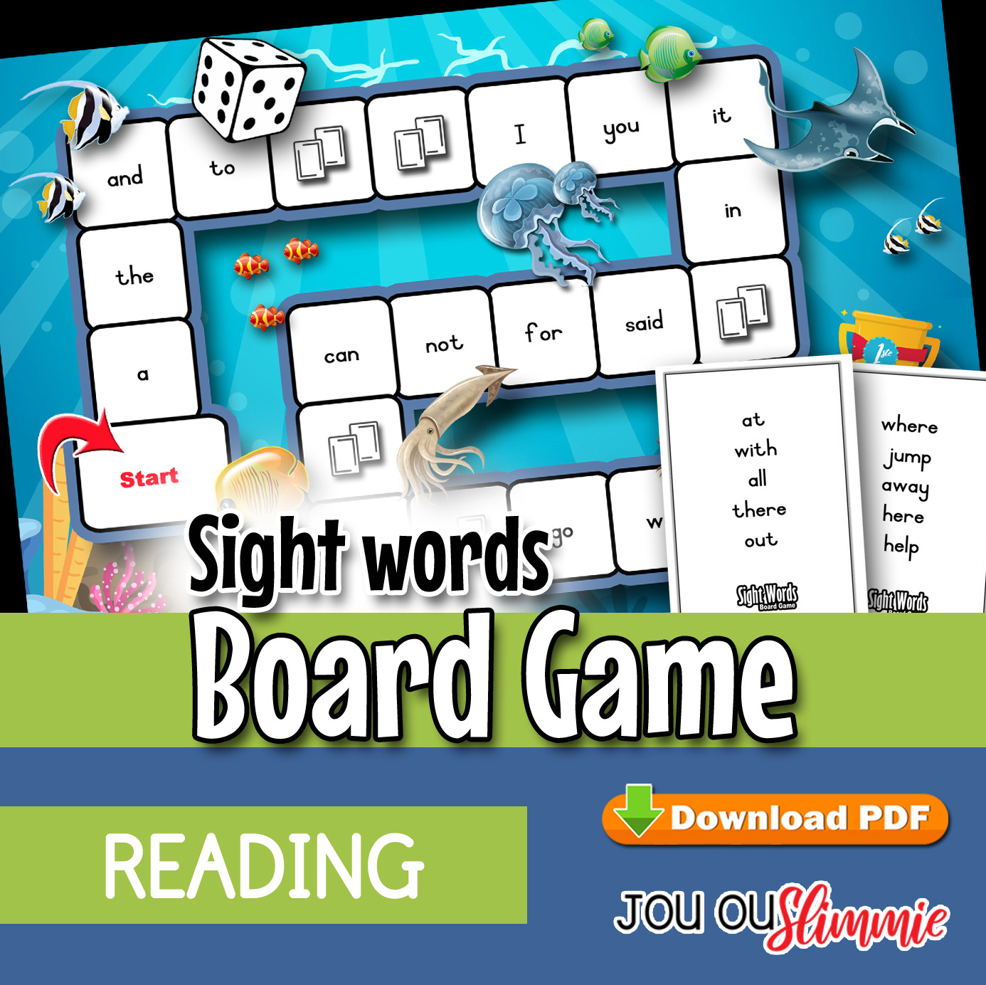 Sight Words Board Game - Jou Ou Slimmie