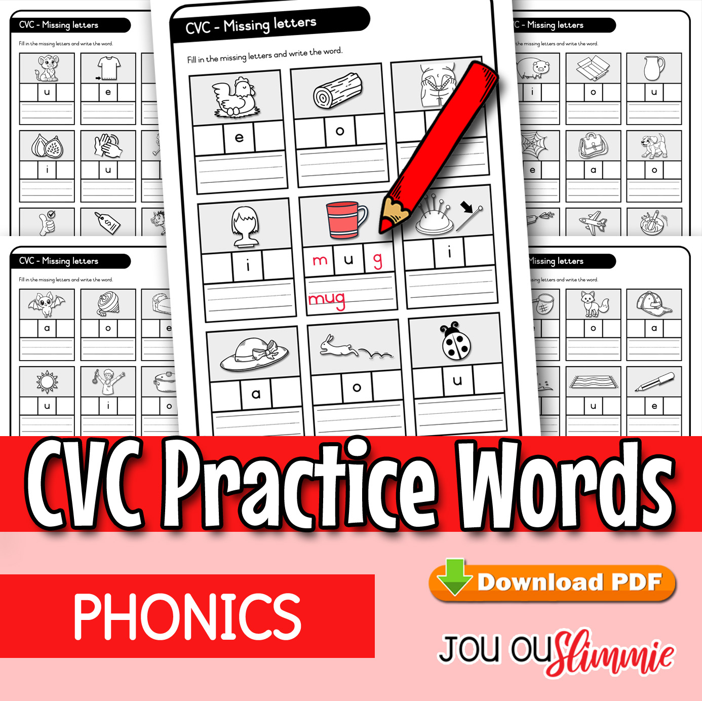 CVC Practice Words - Jou Ou Slimmie